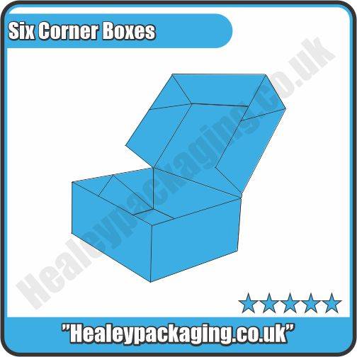 Custom Printed Side Lock 6 Corner Boxes Wholesale Packaging